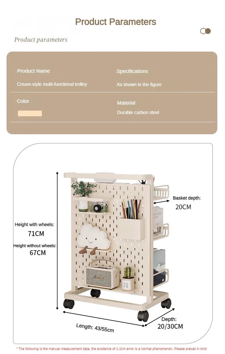 Creative Cavity Board Storage Rack Trolley Kitchen Bathroom Steel Multi ...