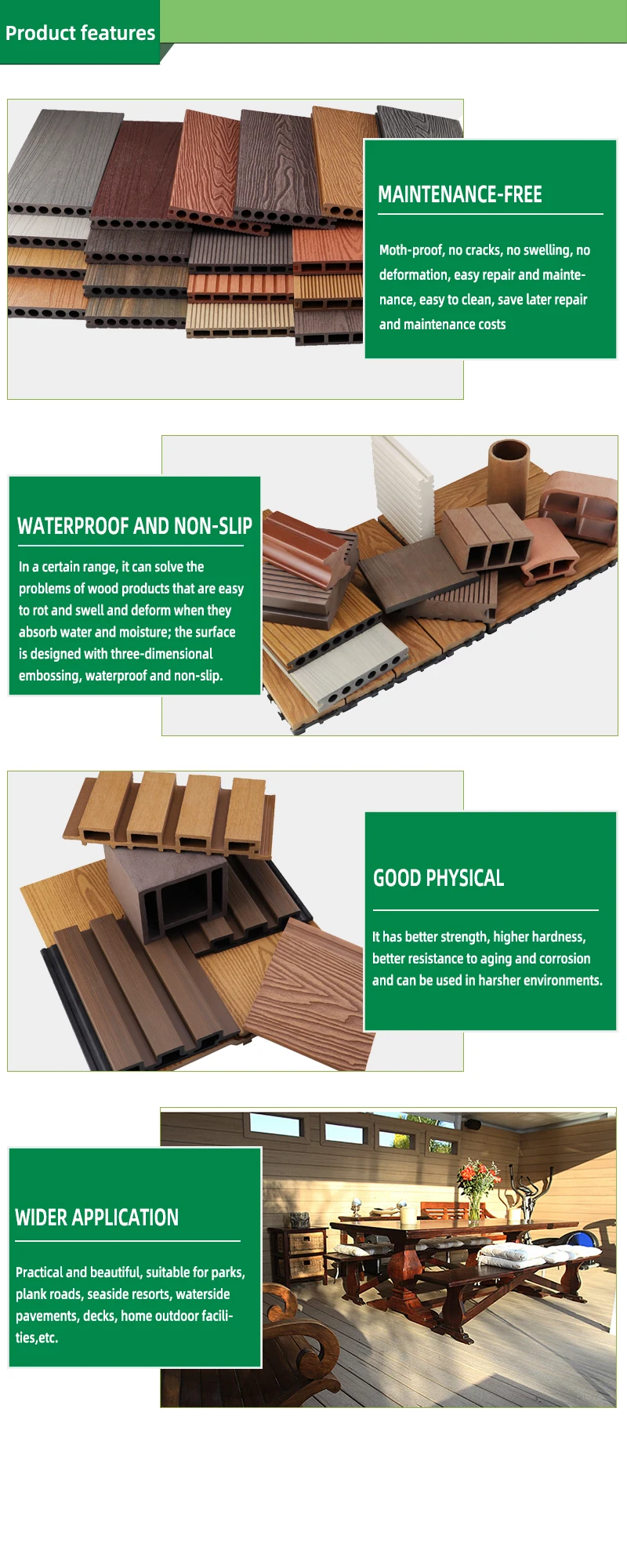 Engineered Wpc Composite Deck Joist 50*50mm Pe Keel Solid Wood Beams ...