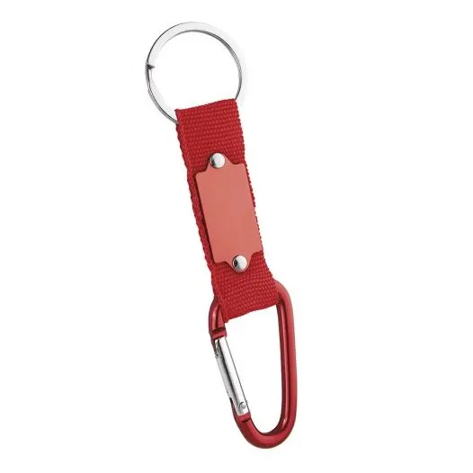 Customizable Keyholder Carabiner Keychain in Red Leather with Metal ...