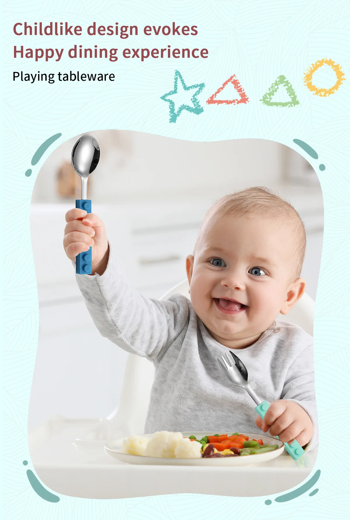 Stainless Steel Kids Cutlery Children Knives Forks Spoons Building ...