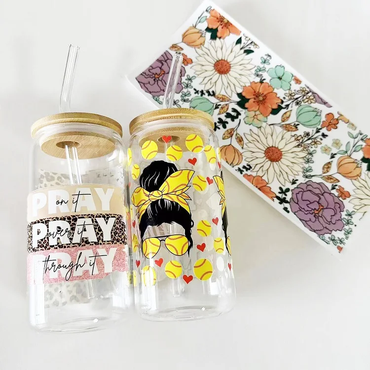 Custom Design 16oz 20oz 24oz Dtf Cup Wrap Transfers Waterproof Bottle ...