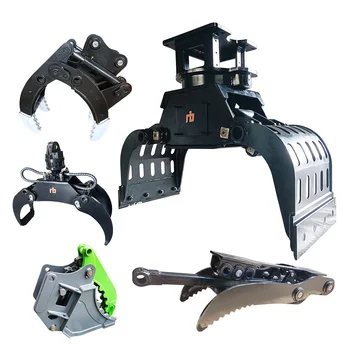 Mini Hydraulic Excavator Rotating Log Grapple Stone Sorting Grab Bucket ...