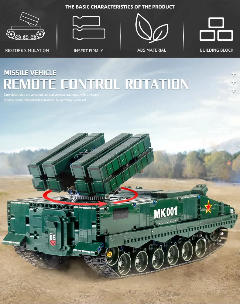 Mould King 20001 Military Model The Rc Hj-10 Anti-tank Missile High ...