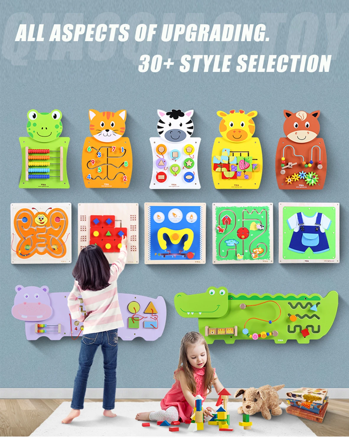 Wooden Hippo Shape Wall Toys Activity Decoration Panel Education Toys ...