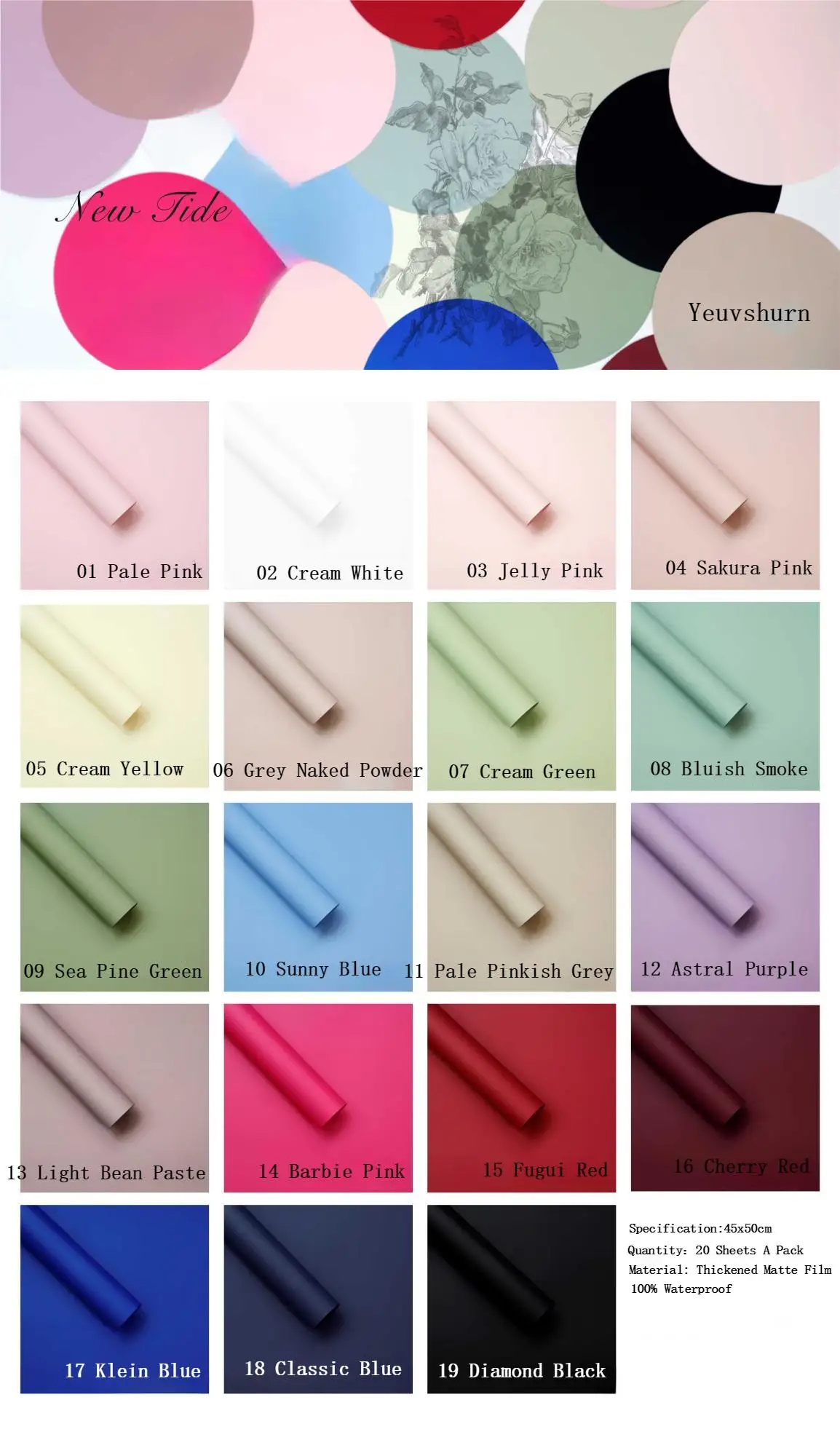 Yeuvshurn New Tide Paper Thickened Matte Film Various Flower Gift ...