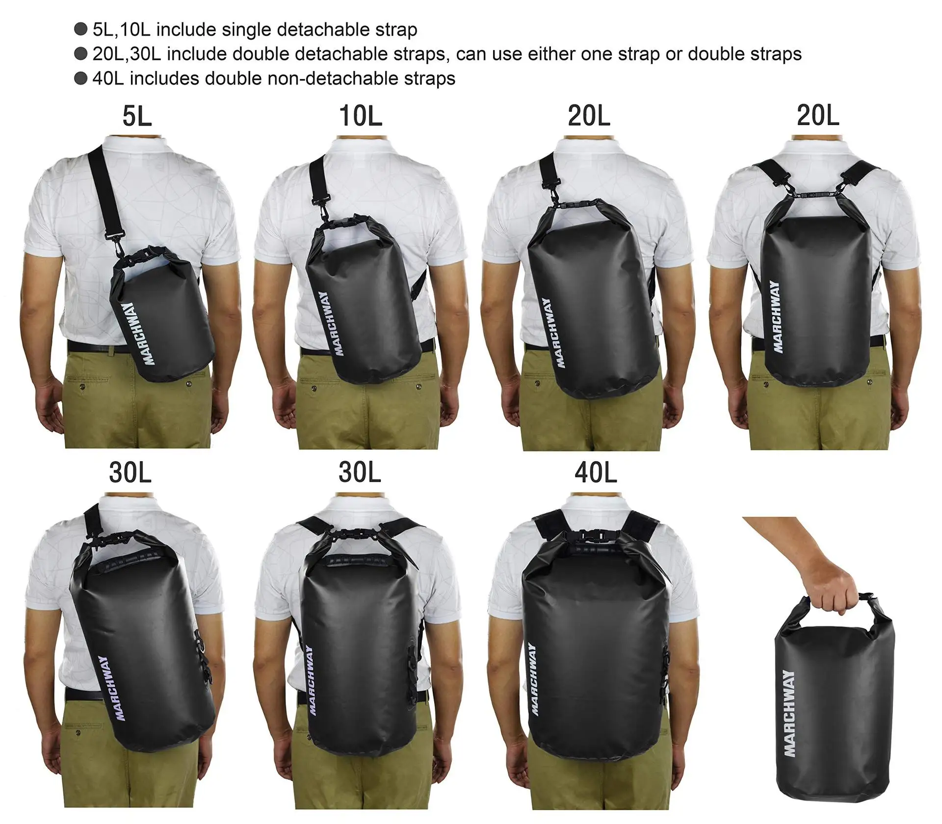 2l 3l 5l 8l 10l 15l 20l 30l 40l Boating Floating Hiking Kayak Wet Custom Logo Outdoor Pvc Ocean ...