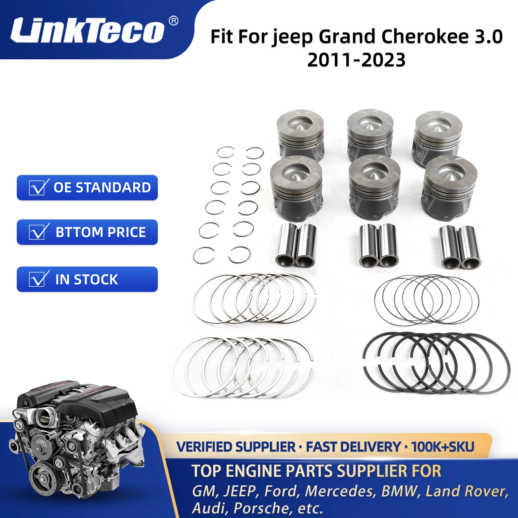 Linkteco Cylinder Head Gasket Timing Chain Kit for Jeep GC