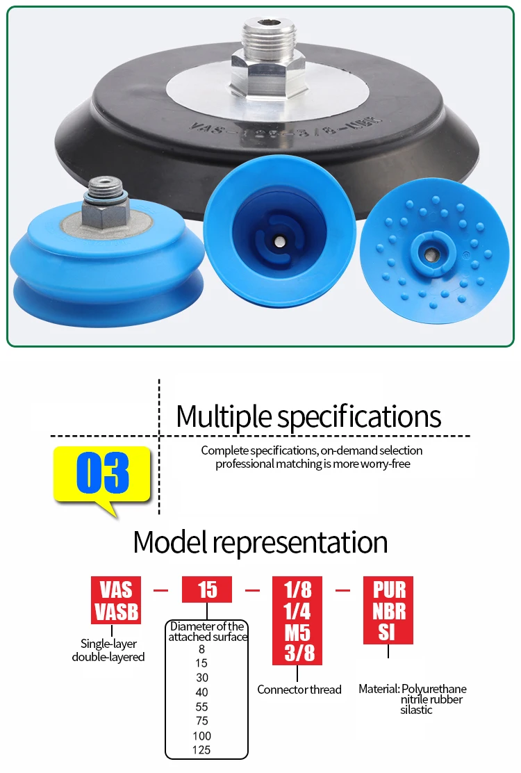 Threaded Suction Cup VAS VASB-8/10/15/30/40/55/75/100/125 Industrial ...