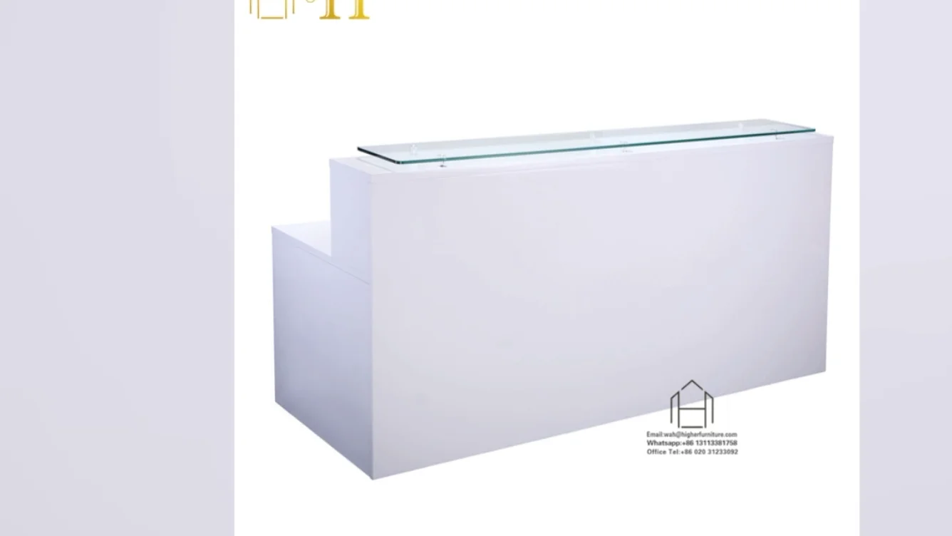 Modern Design Reception Desk Veneer Office Furniture Customized Front ...