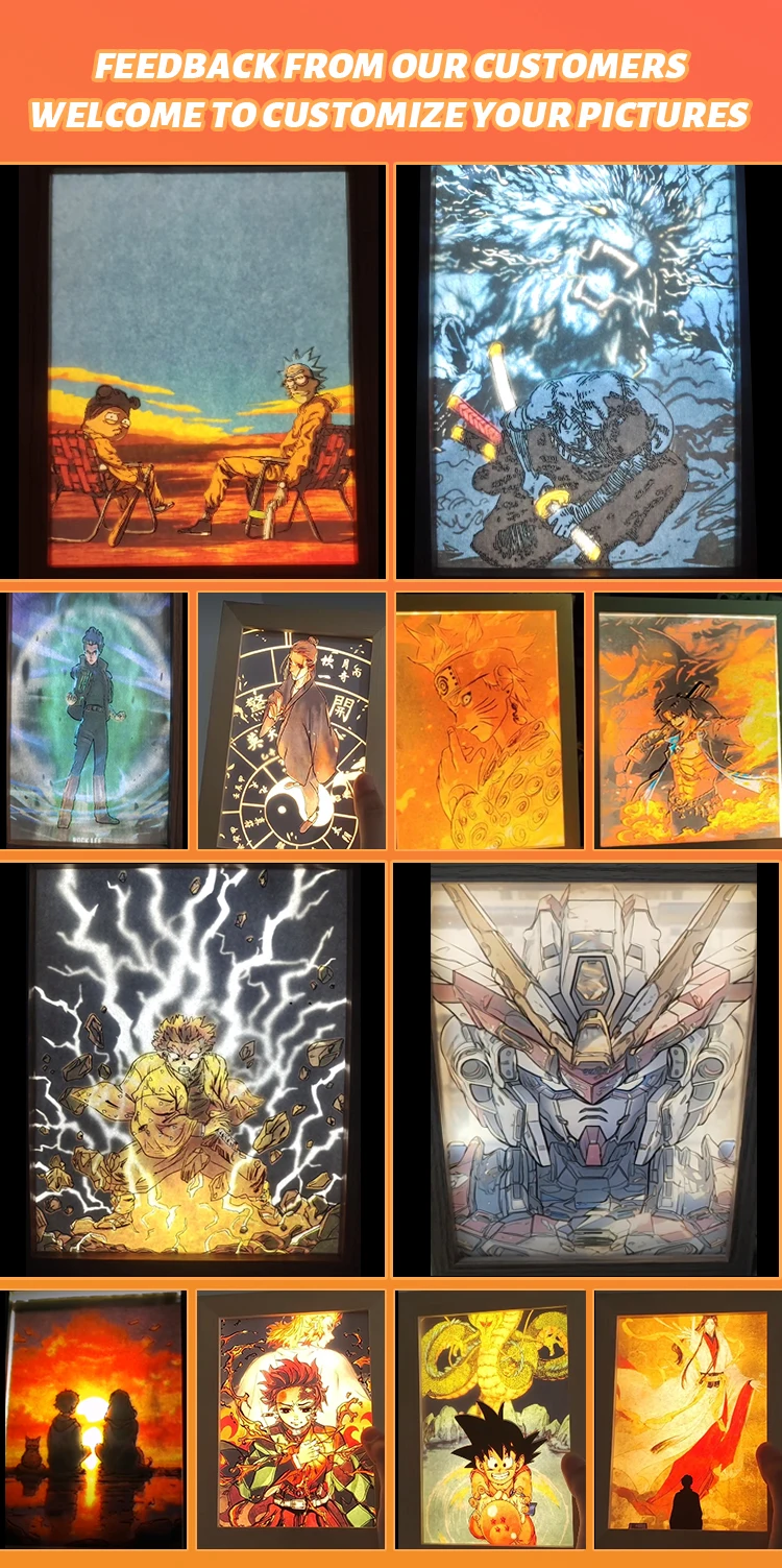 Light up Painting Anime Character Wood Frame Poster LED