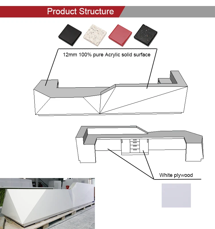 Hospital Reception Table Design White Marble Hotel Front Furniture Counter