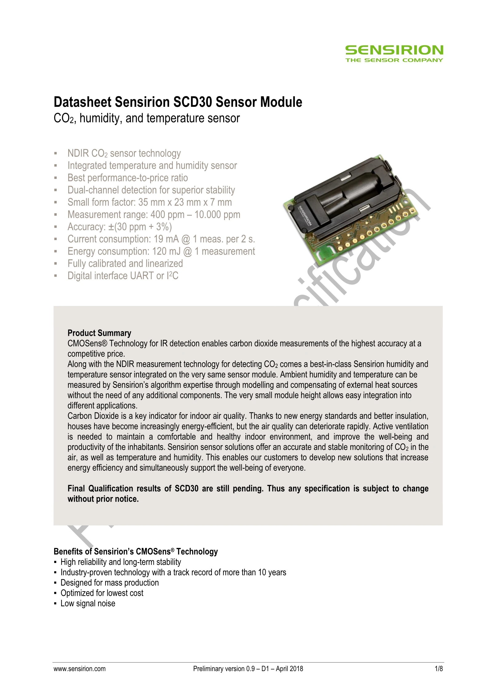 Temperature And Humidity Sensor Module Scd30,Low Cost,Strong Stability ...