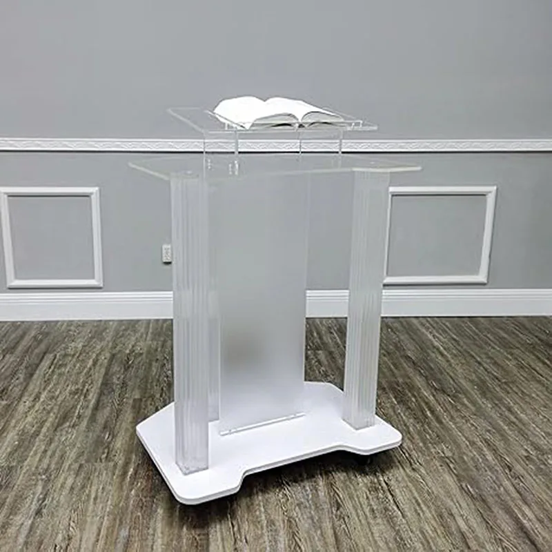 Led Lighted Church Pulpit Acrylic Podium Casters Floor Standing Lectern ...