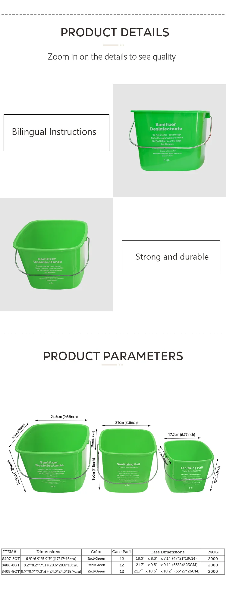 Eco-friendly Sanitizing Bucket - 8L Capacity for Cleaning