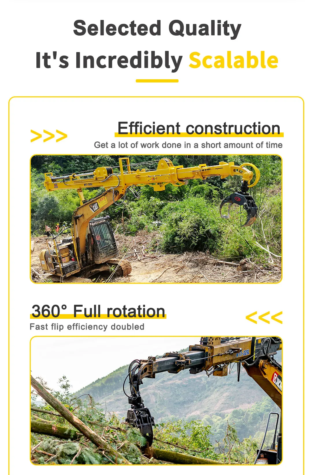 Forestry Machinery Telescopic Arm with Small Log Grab Grapple for ...