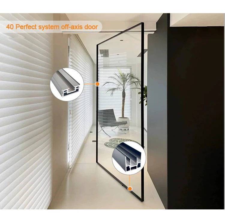 New Design Aluminum Alloy Tempered Glass Door Glass Off-axis Pivot Door ...