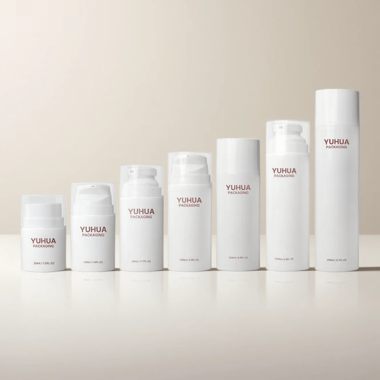 Airless pump bottle product display