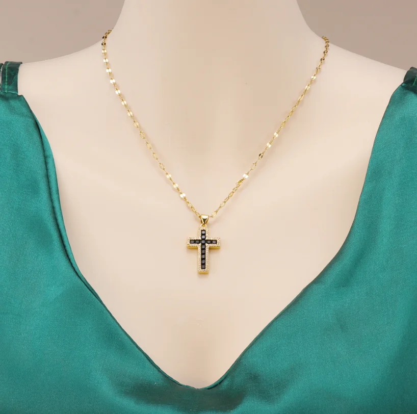 Men Fashion Stainless Steel Chain Cross Necklace Engraved Christian ...