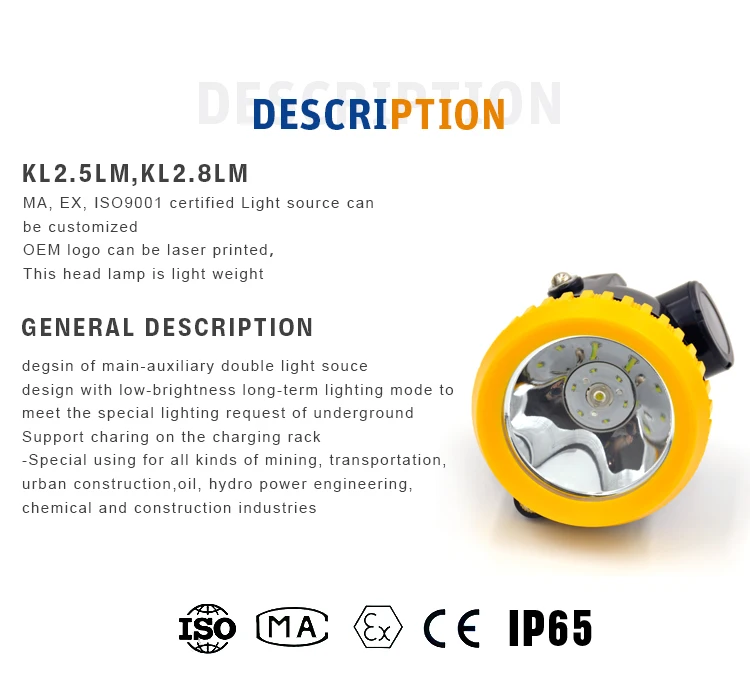 KL2.5LM(A)waterproof Mining Led Head Lamp Headlamp Miner Light Cordless ...