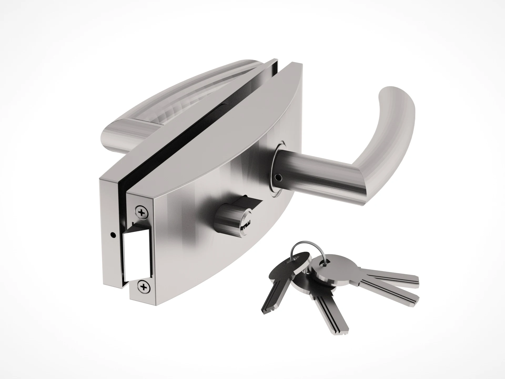 Ss304 Frameless Glass Door Lock Swing Glass Door Lock With Lever Handle
