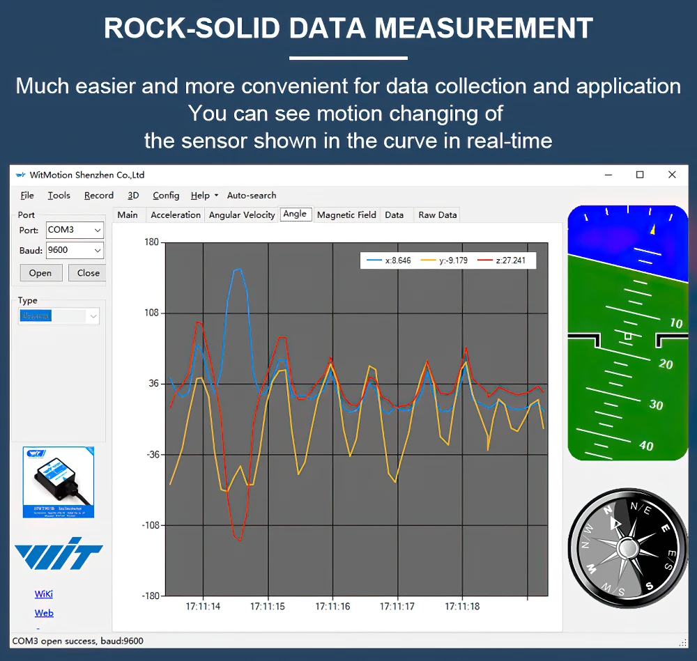 WitMotion SINDT-RS232 Digital Inclinometer + Inertial Measurement ...