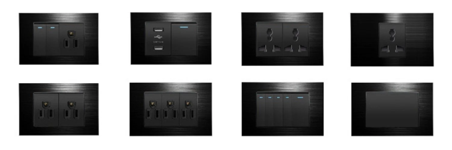 118 Usa Thailand Japanese Black Aluminum Metal Wall Switches Sockets ...