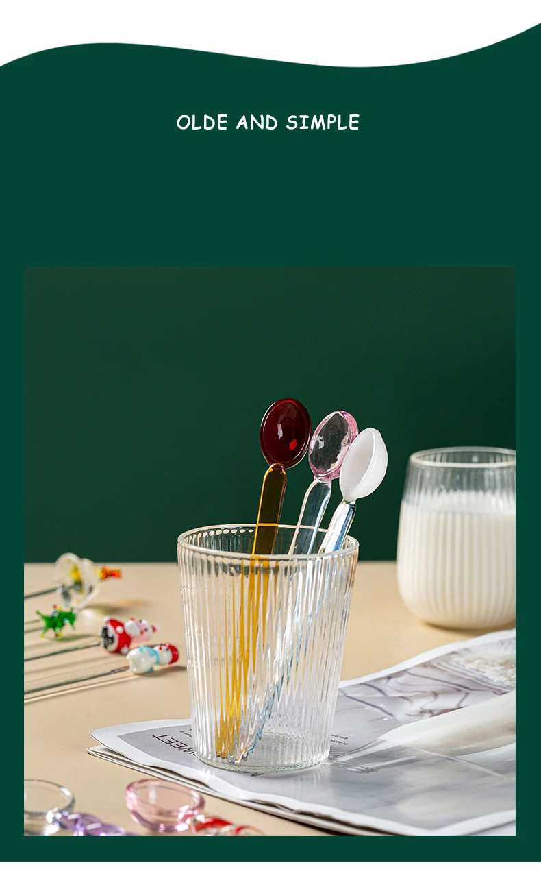 Tableware Gifts Transparent Glass Mixing Spoons Long Handle Iced Tea ...