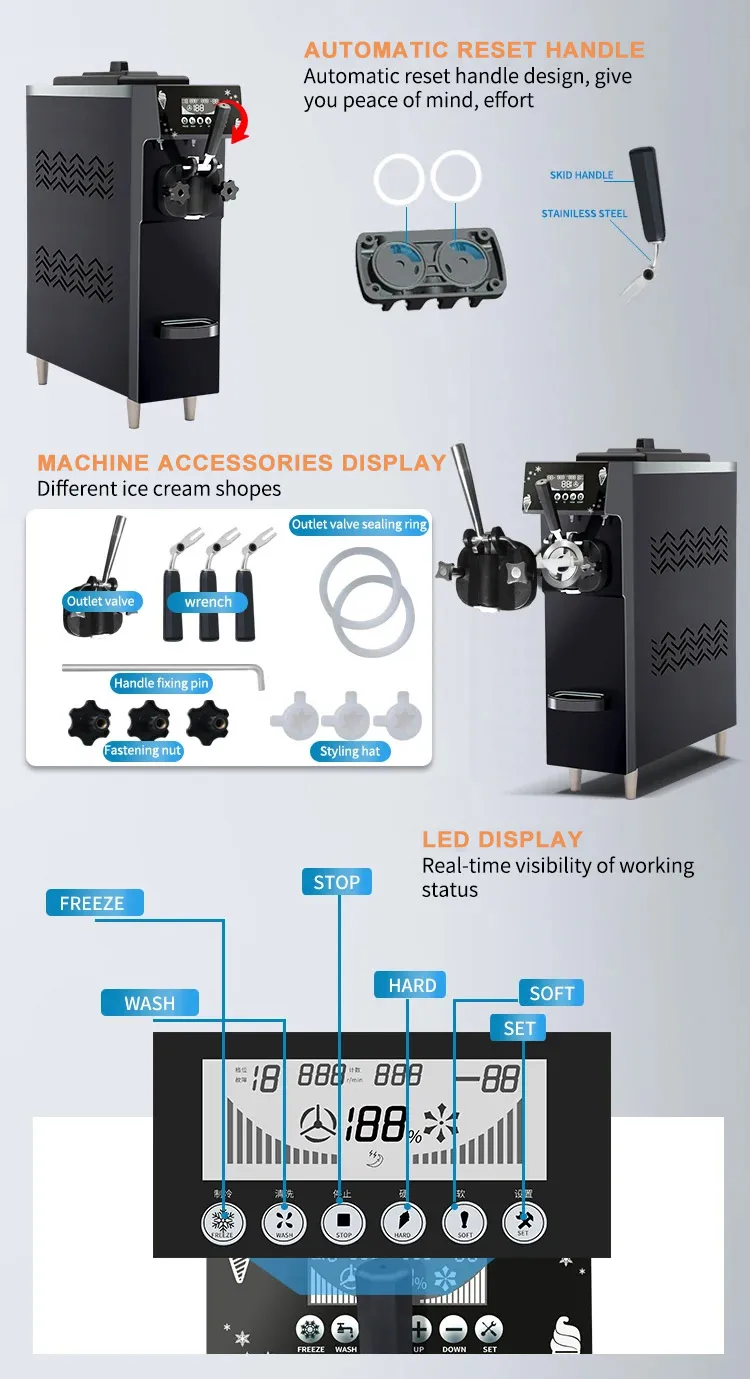 Commercial Soft Ice Cream Vending Machine Roller Ice Cream Machine ...