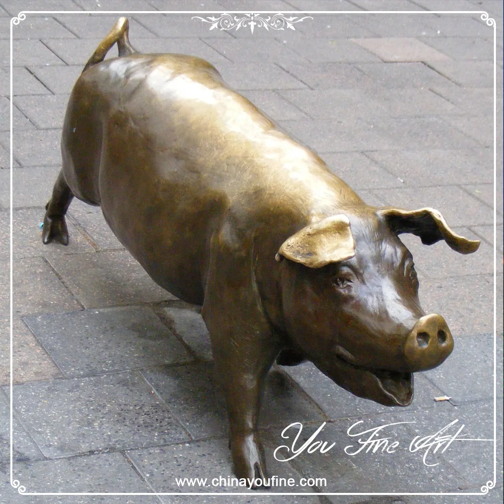 Life Size Street Art Sculpture Bronze Pig Statue by YOUFINE