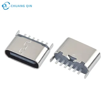 Usb Type-c 6 Pin Female Connector Port Length 5.0mm Dip Vertical Mount ...