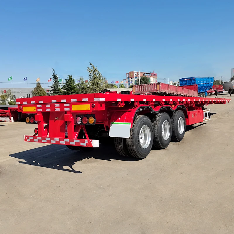 3 Axels Flatbed Semi Trailer 4 Axels 60ton 40feet Flatbed Trailer ...