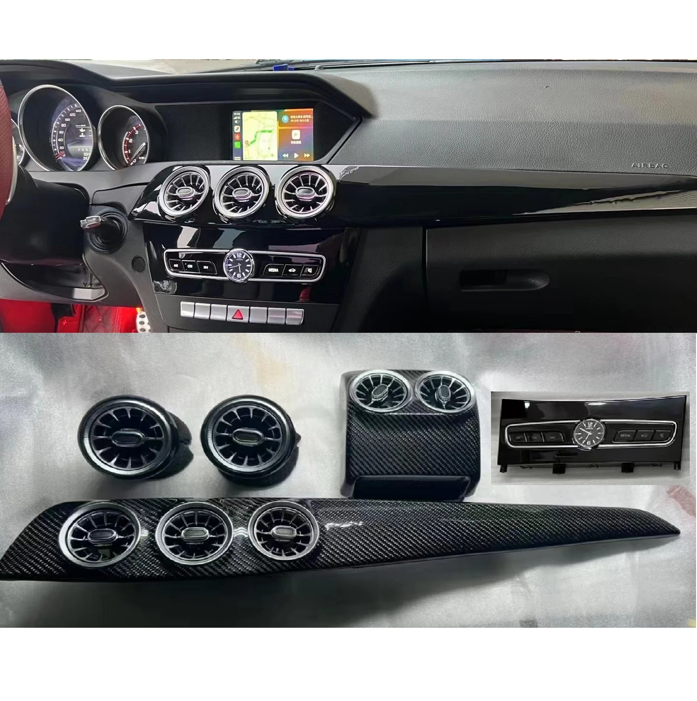 Accessories Interior Turbine Vent Panel Overlay for Mercedes Benz C ...