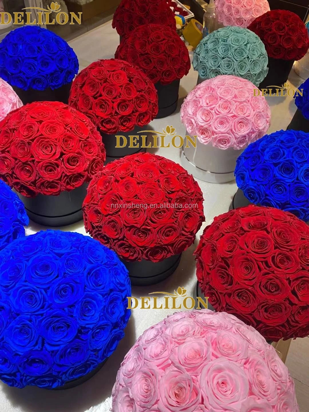 Preserved Flowers Bouquet Rosas Round Flower Box Everlasting Forever ...