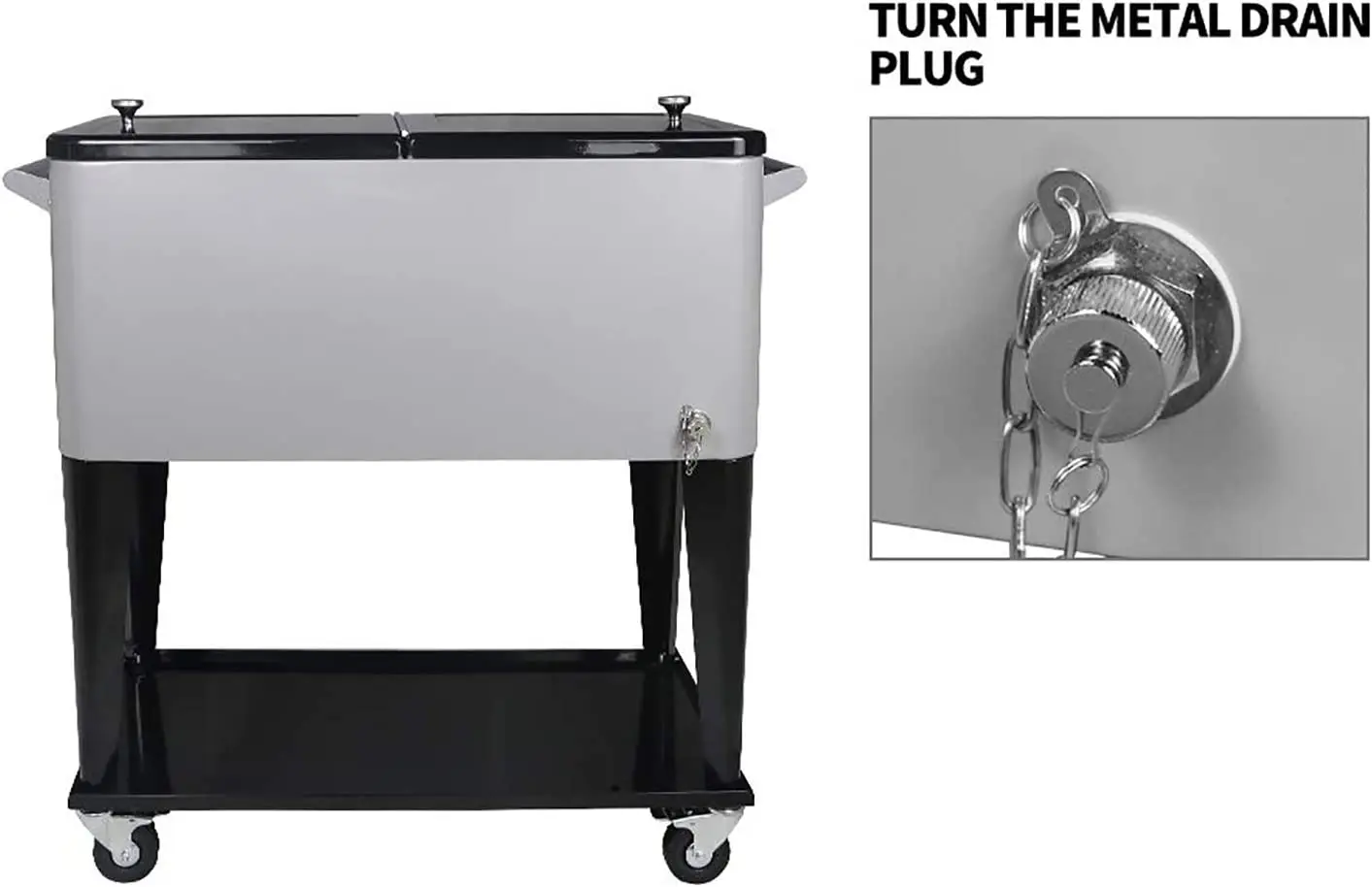 Ice Chest Cart Trolley Rolling Cart Cooler With Wheels Outdoor Beverage ...