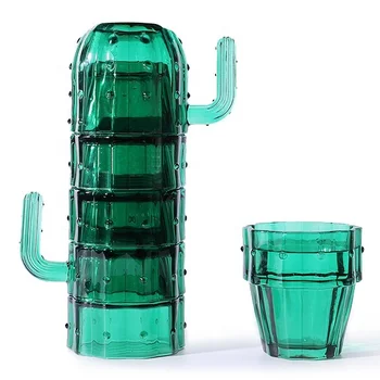 Stackable Cactus Shape Drinking Water Glass Cup Set 6 - Buy Cactus ...