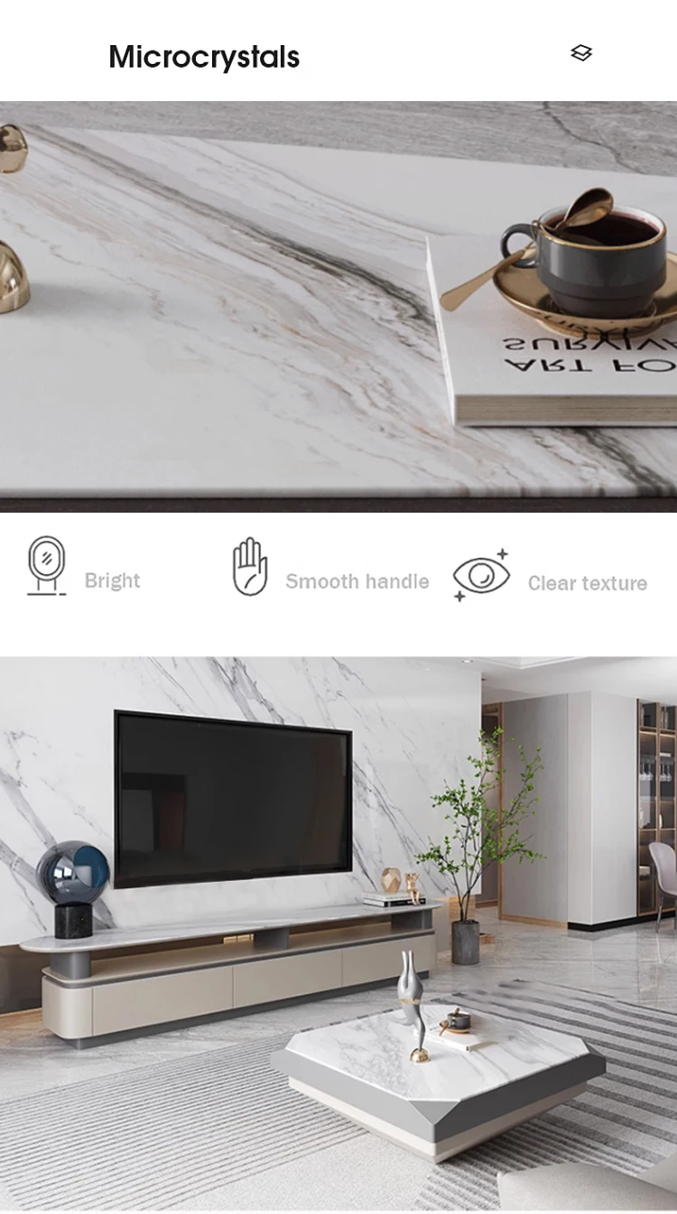 Light Luxury Microcrystalline Stone Coffee Table Simple Modern Living ...