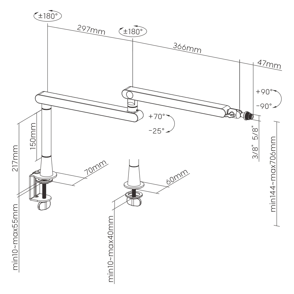 Mds15-2 Aluminum Professional Studio Microphone Boom Arm Adjustable ...