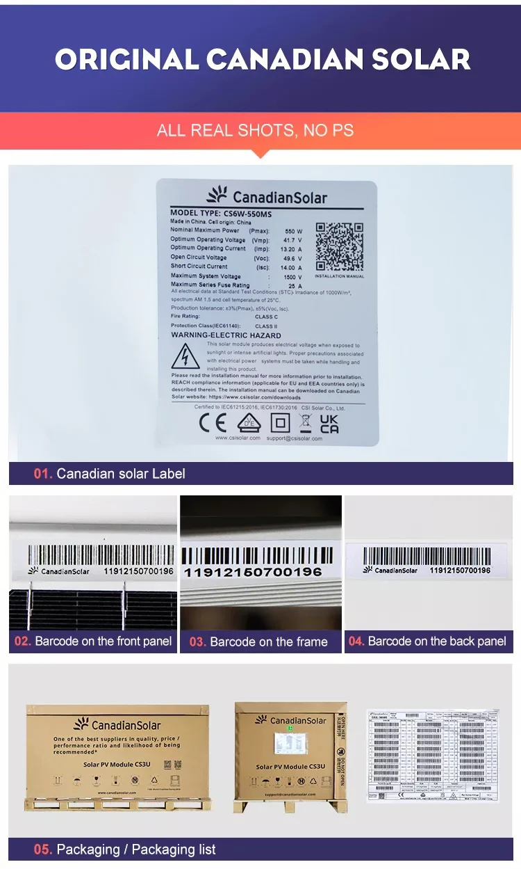 Most Installed Modules Canadian Solar 550w 555w 560w 182mm Solar Cell ...