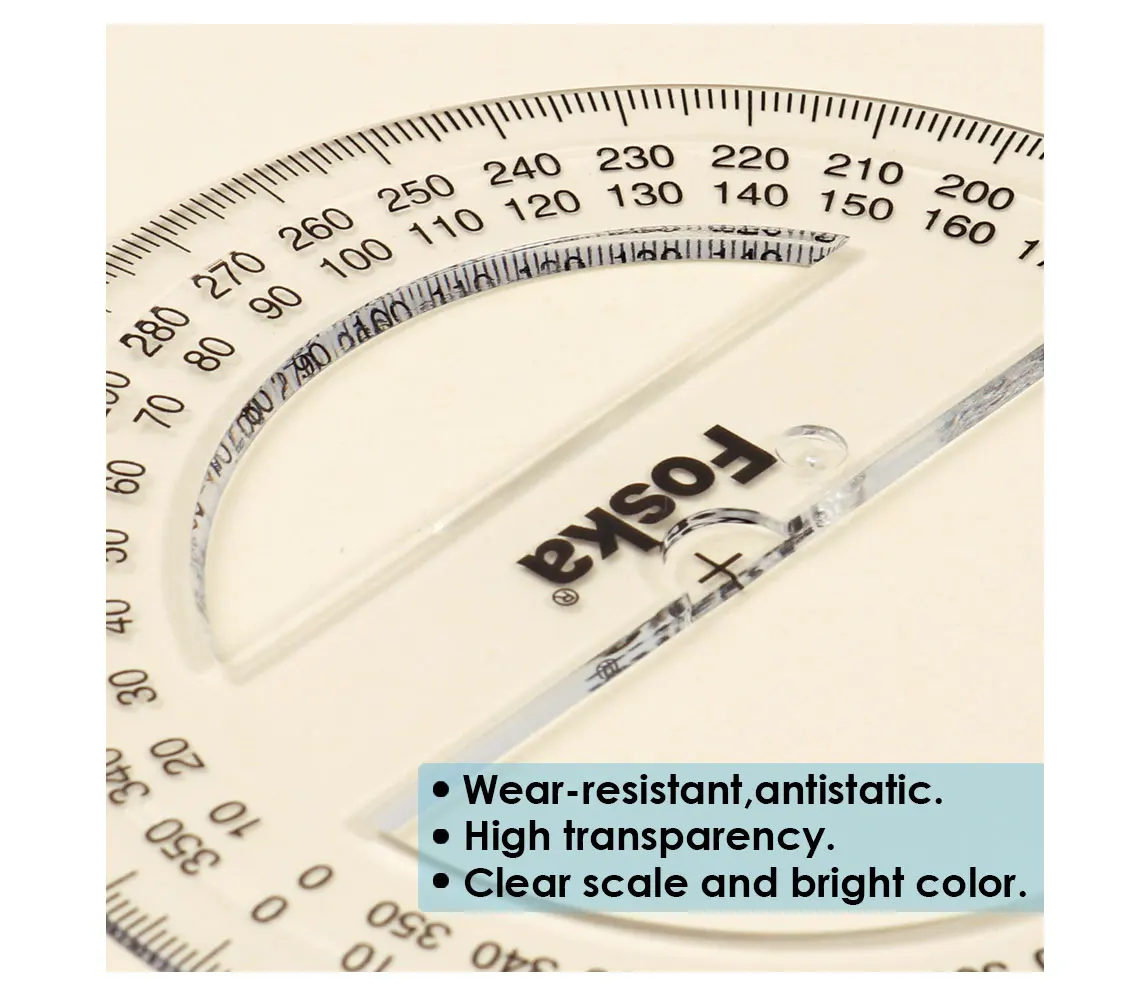 360 Degree 10CM Transparent Plastic Protractor Ruler