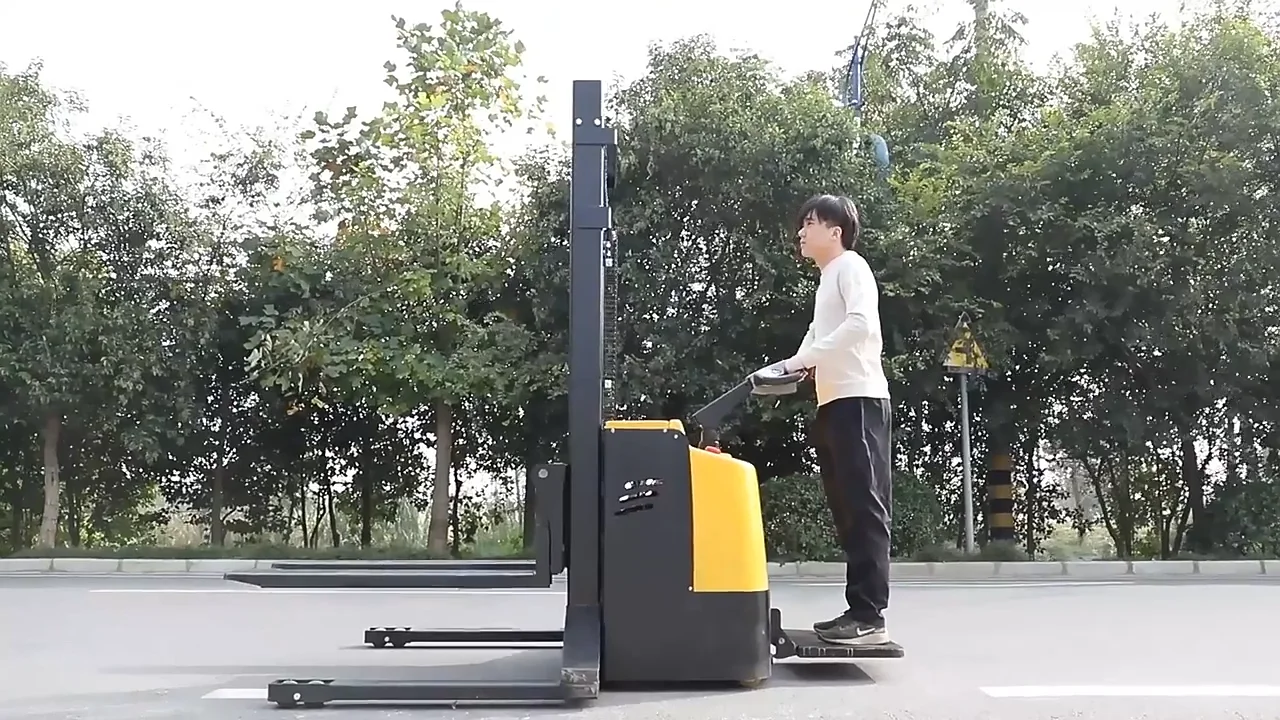 High Quality Engine And Battery Pallet Stacker Staning On Full Electric ...