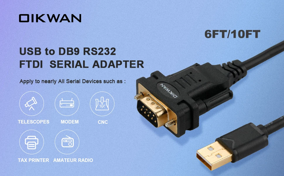 Usb To Db9 Console Cable Oikwan Usb To Rs232 Serial Cable With Ftdi ...