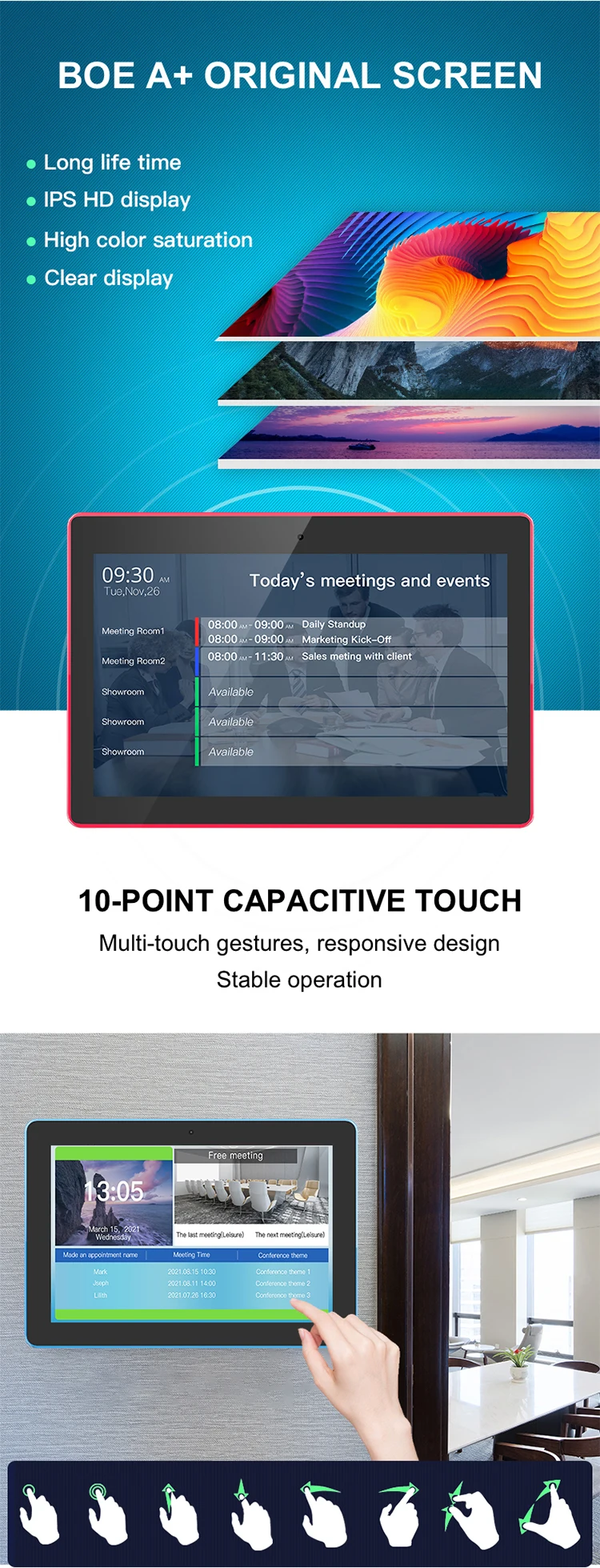 OEM Wall Mount Tablets for Efficient Meeting Booking