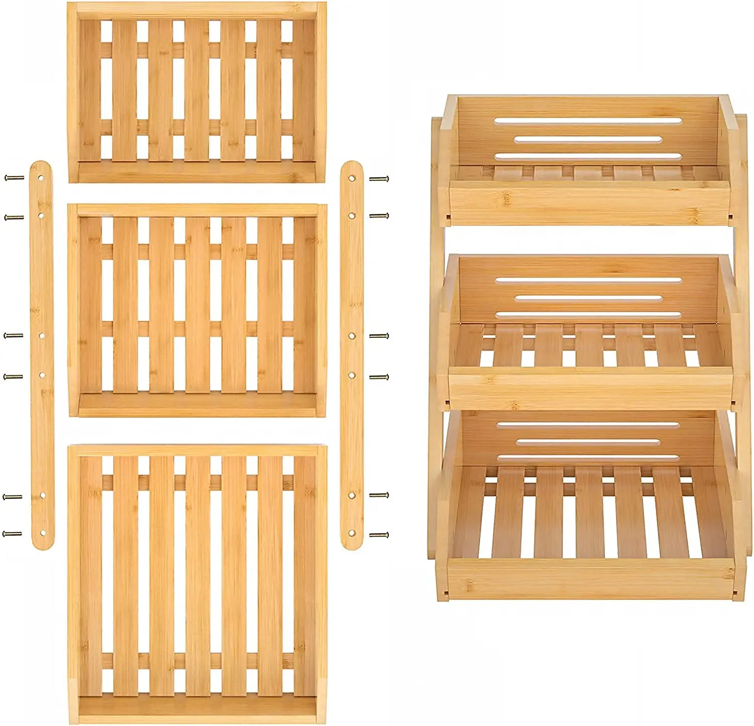 Alibaba.com: 3-Tier Bamboo Fruit Vegetable Basket Organizer, Standing ...