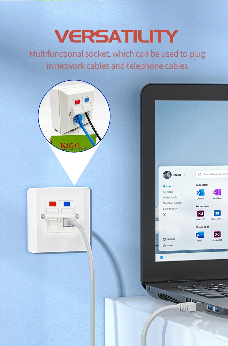 Kico Cat6 RJ45 2 Port Network Faceplate - Reliable & Versatile
