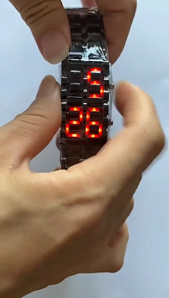 Luxury Iron Metal Red Led Samurai Watch For Men Reloj Hombre Led ...