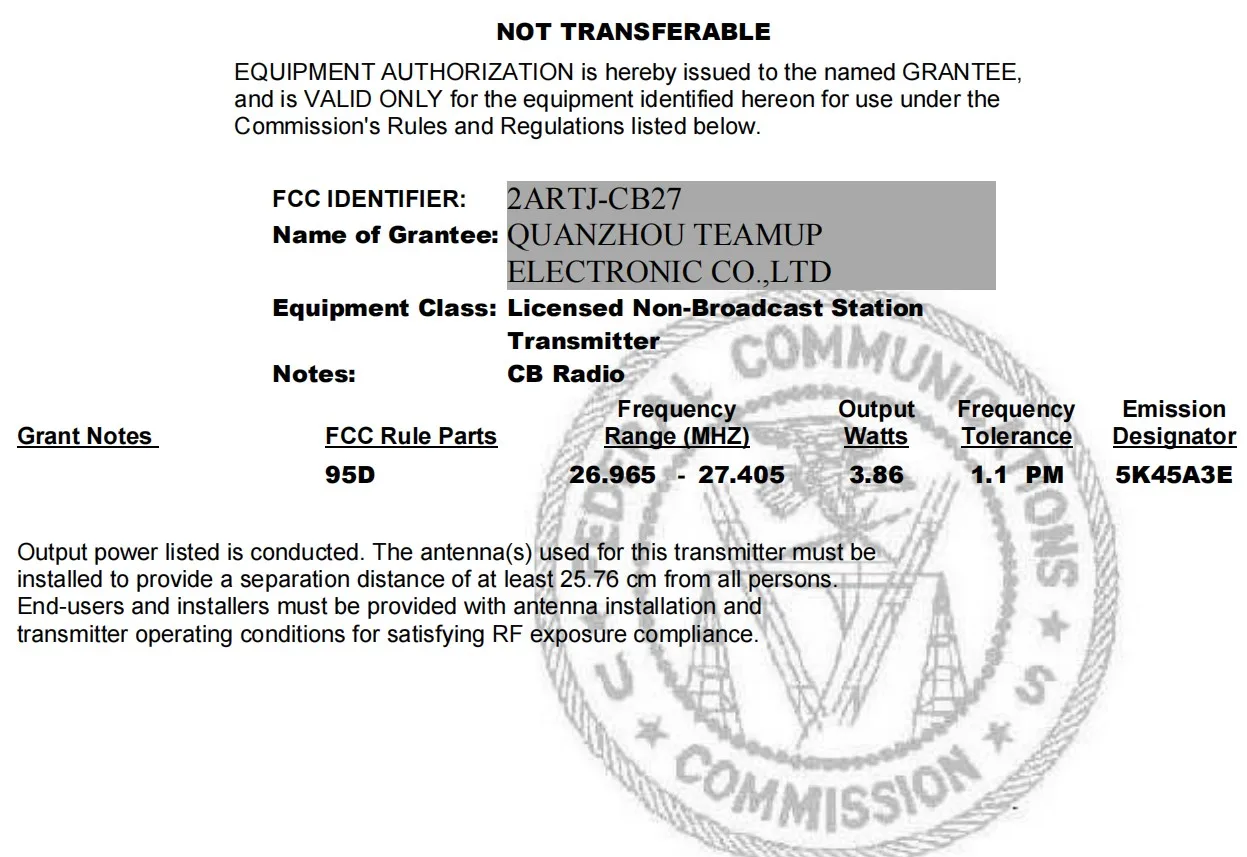 Powerful GMRS Mobile Car Radio CB27 with 50km Range & Handheld CB Radio