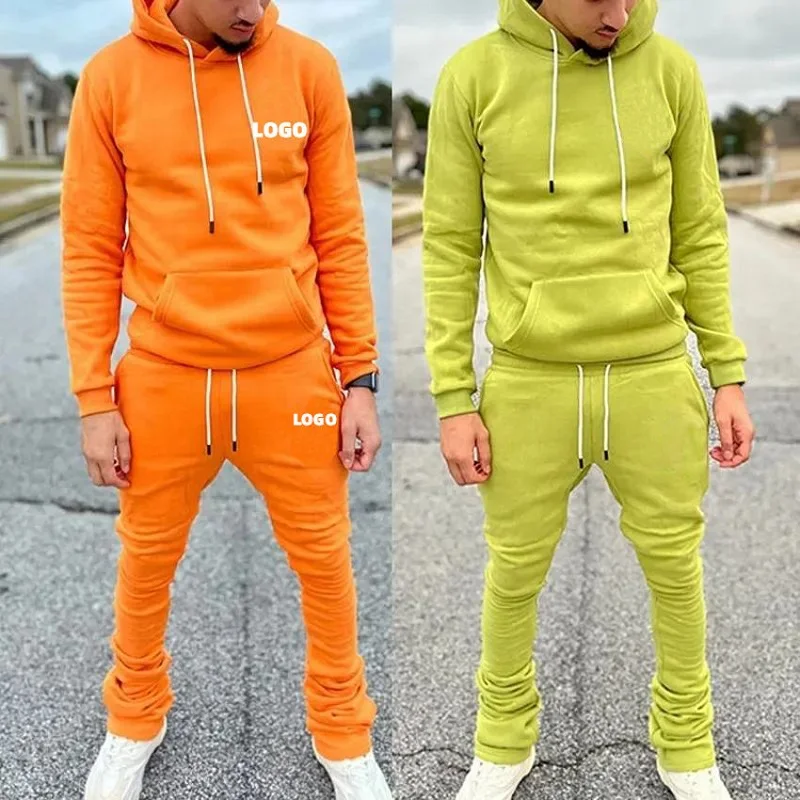 Wholesale Custom Mens Solid Color Slim Fit Stacked Flared Tracksuit ...