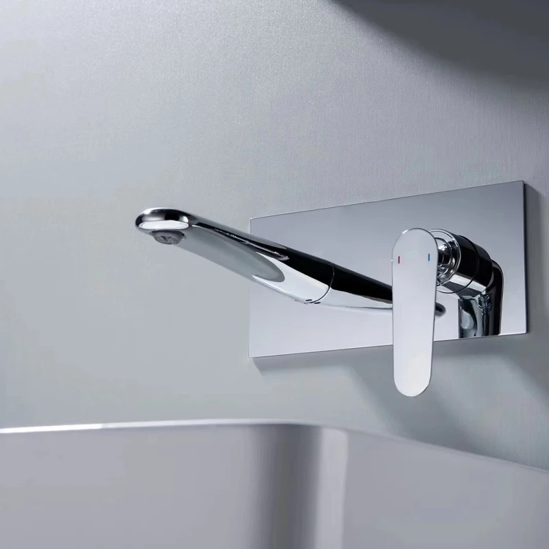 Matt Black Wall-Mounted Concealed Basin Tap Ceramic Valve Hot/Cold ...