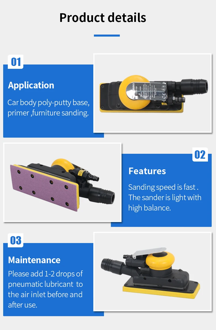 70x198mm Eccentric 2.5 Random Pneumatic Sander Air Orbital Sanders ...