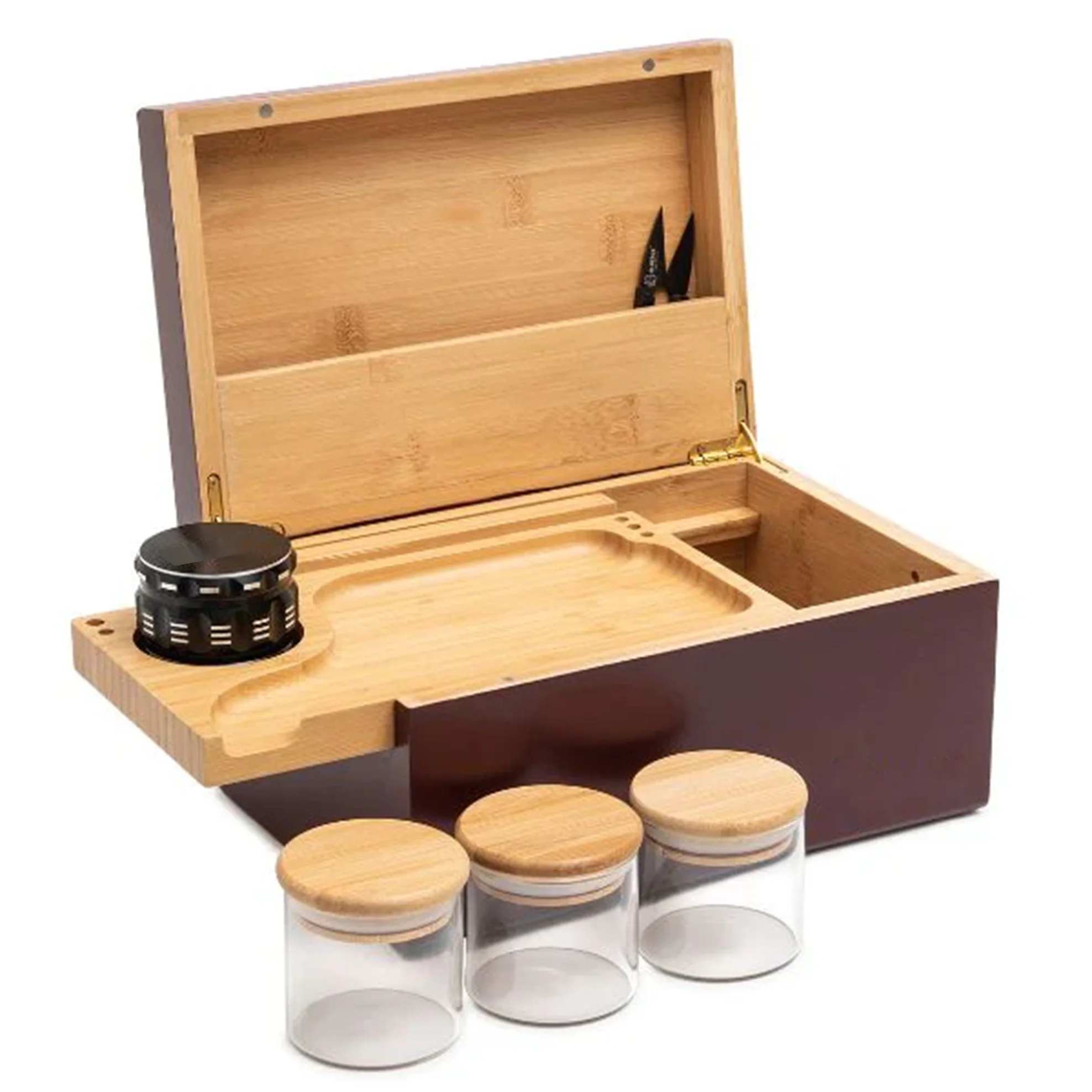 Alibaba.com: 3 airtight plastic jars, sliding wooden rolling tray ...